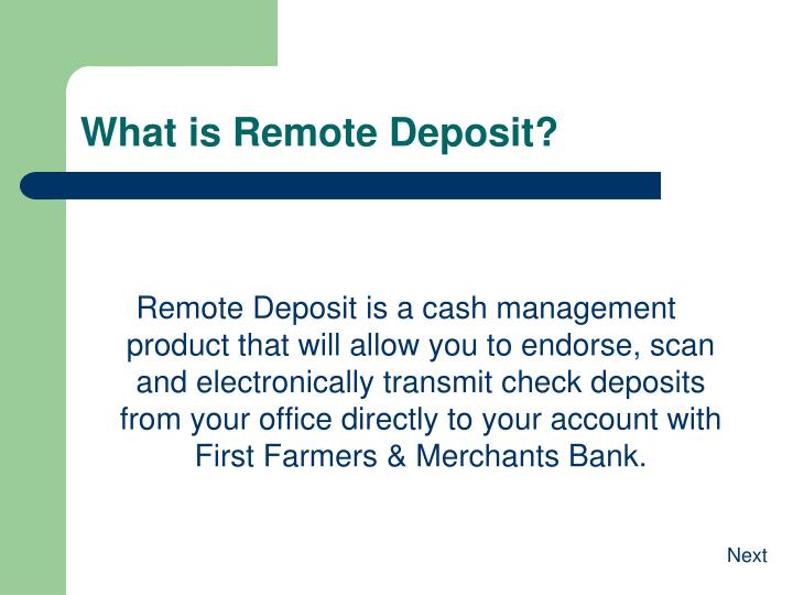 PPT - Remote Deposit PowerPoint Presentation - ID:326989
