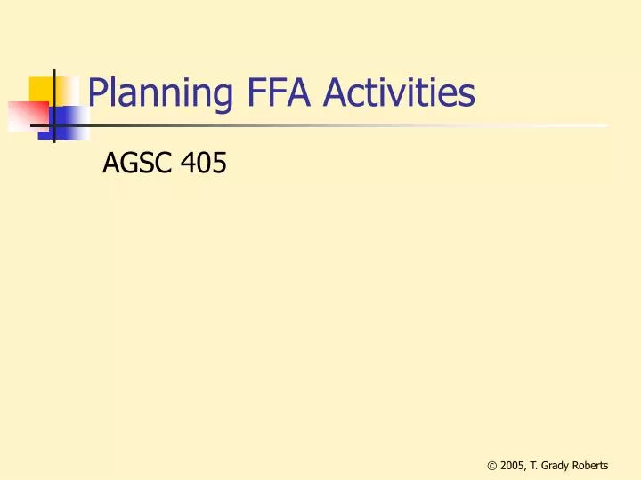 PPT - Planning FFA Activities PowerPoint Presentation, free download ...