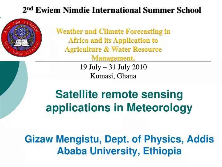 PPT - Satellite remote sensing applications in Meteorology PowerPoint ...