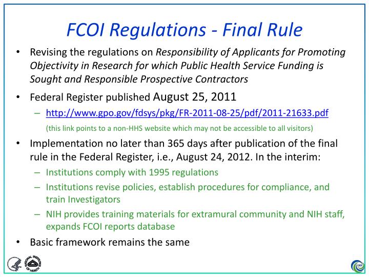 PPT - FCOI Regulations - Final Rule PowerPoint Presentation, free ...