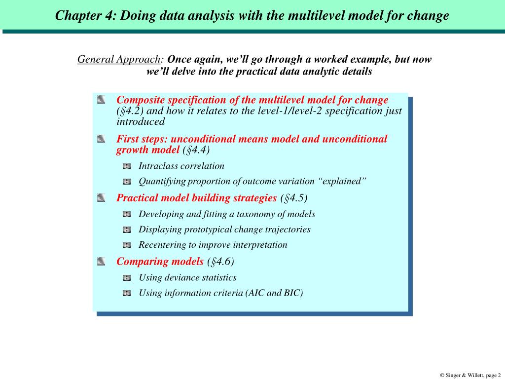PPT - Doing data analysis with the multilevel model for change ALDA, Chapter Four PowerPoint ...