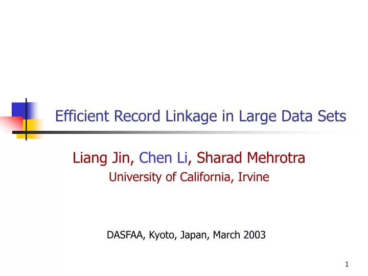 Ppt Efficient Record Linkage In Large Data Sets Powerpoint Presentation Id 334603