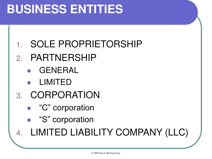 PPT - LEGAL ENTITIES FOR CONDUCTING BUSINESS PowerPoint Presentation ...