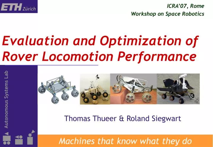 PPT - Evaluation and Optimization of Rover Locomotion Performance ...