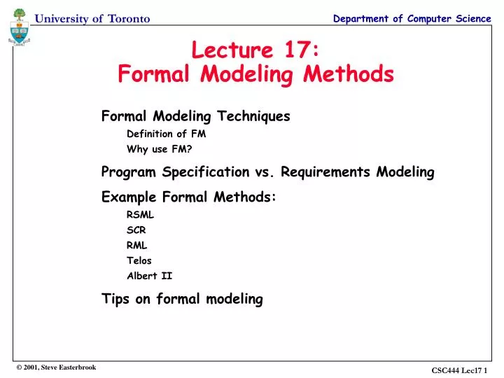 Ppt Lecture 17 Formal Modeling Methods Powerpoint Presentation Free