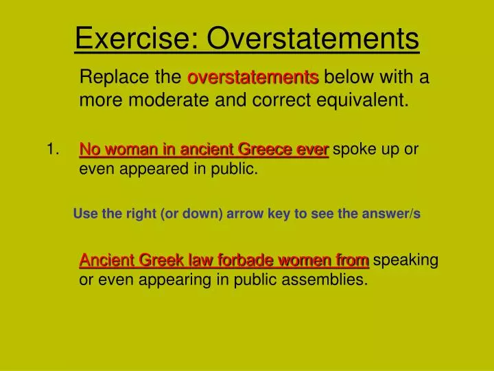 PPT - Exercise: Overstatements PowerPoint Presentation, free download ...