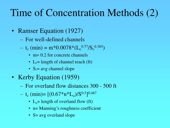 PPT - Time of Concentration and Lag Time in WMS PowerPoint Presentation ...