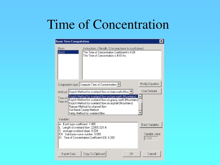 PPT - Time of Concentration and Lag Time in WMS PowerPoint Presentation ...
