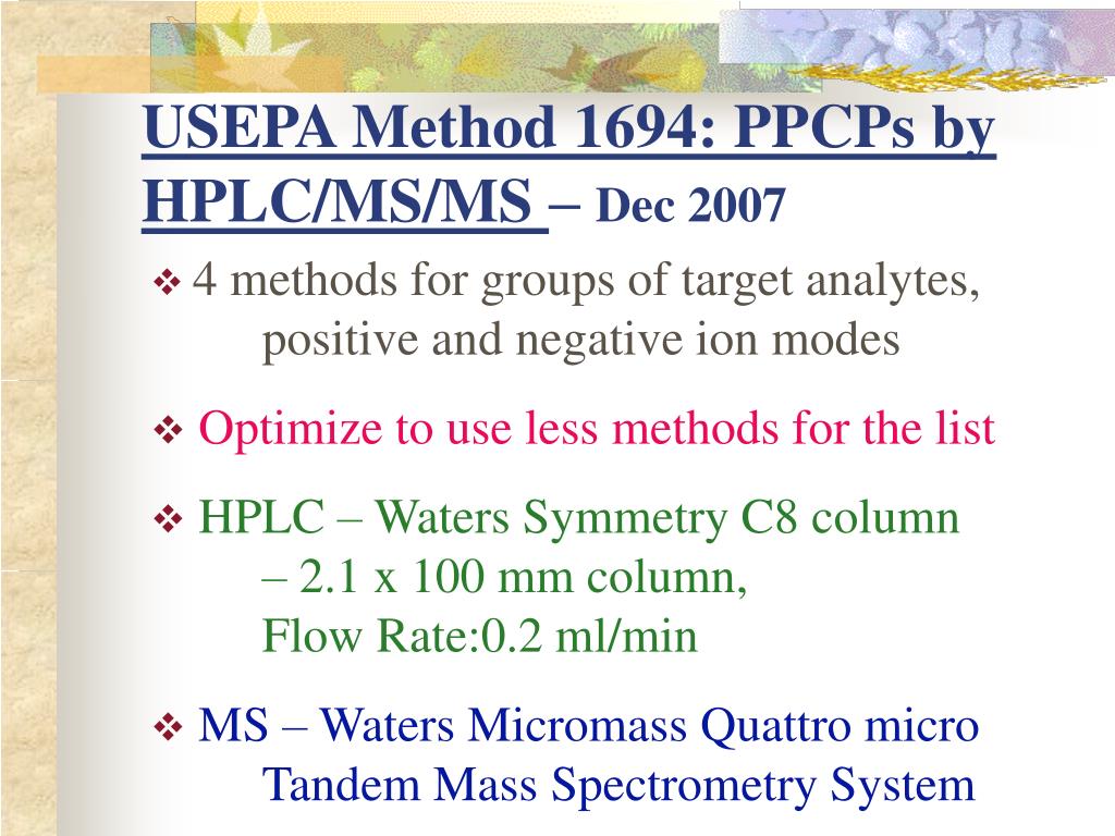 PPT - Evaluation of Analytical Methods for Pharmaceuticals and Personal ...