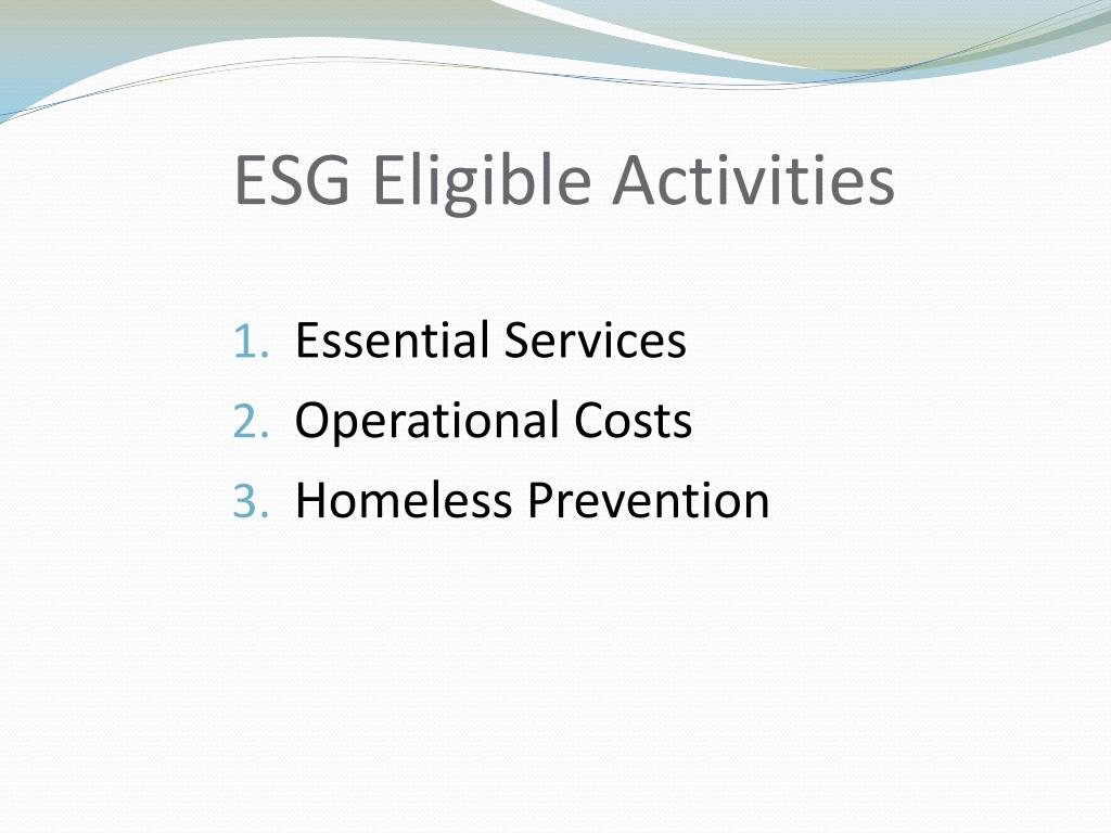 PPT - Emergency Shelter Grant (ESG) Award Training June 22 & 24, 2009 ...