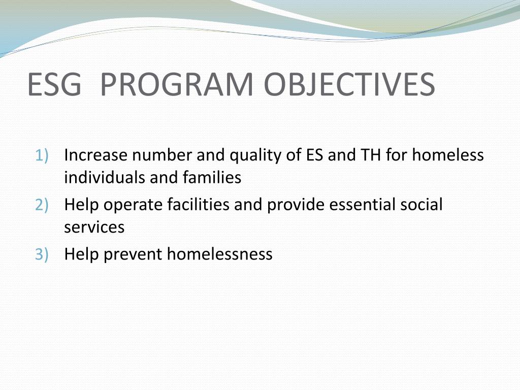 PPT - Emergency Shelter Grant (ESG) Award Training June 22 & 24, 2009 ...