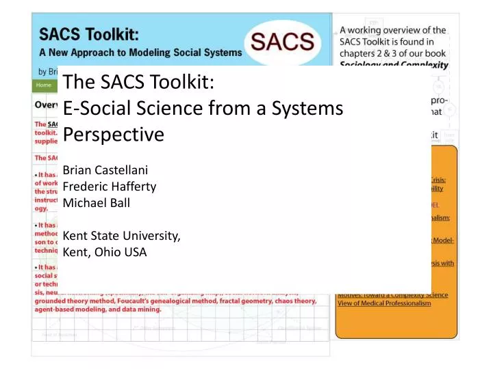 PPT - The SACS Toolkit: E-Social Science from a Systems Perspective ...