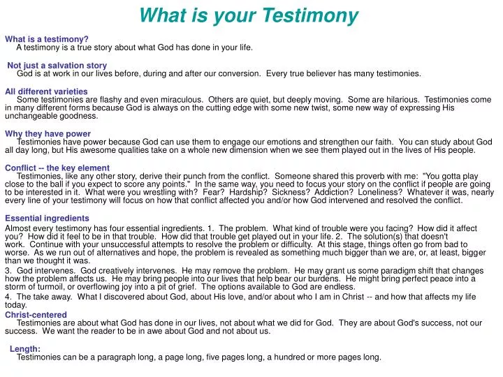 PPT - What is your Testimony PowerPoint Presentation, free download ...