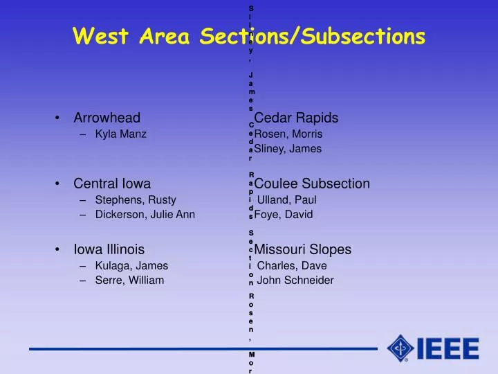 PPT - West Area Sections/Subsections PowerPoint Presentation, free ...