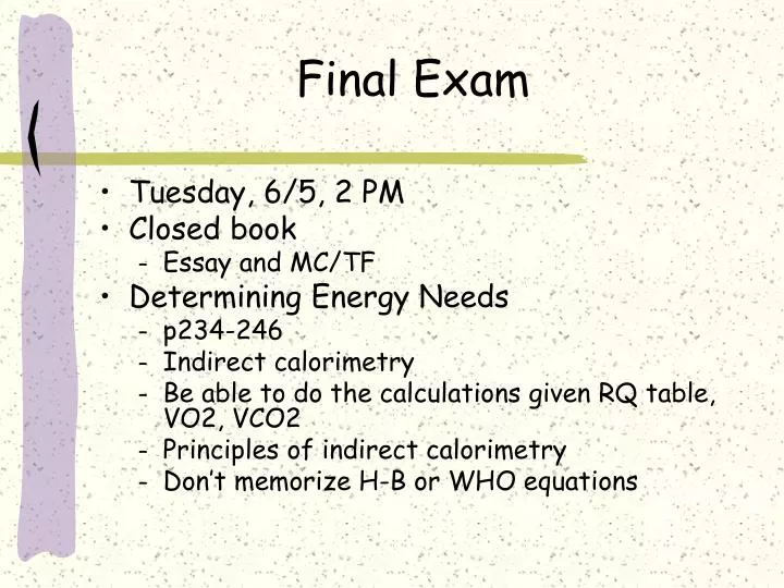PPT - Final Exam PowerPoint Presentation, free download - ID:348410