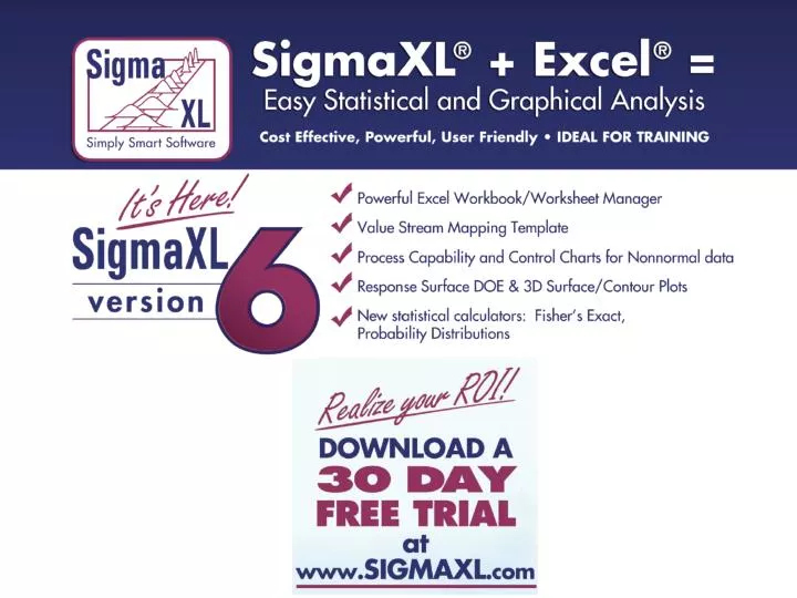 PPT - Introducing SigmaXL ® Version 6 PowerPoint Presentation, free ...