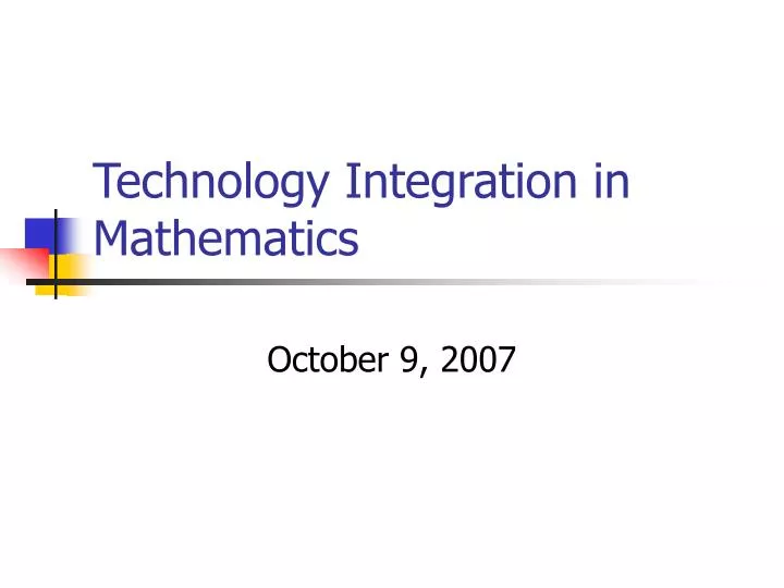 PPT - Technology Integration in Mathematics PowerPoint Presentation ...