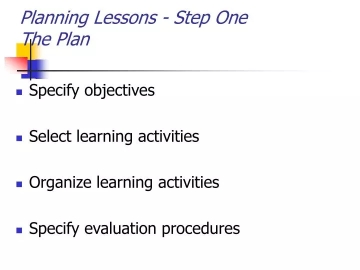 PPT - Planning Lessons - Step One The Plan PowerPoint Presentation ...