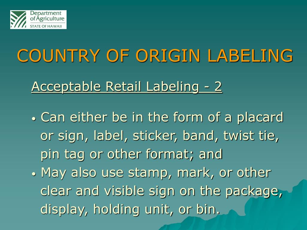PPT - COUNTRY OF ORIGIN LABELING (COOL) CTAHR Agricultural Education ...