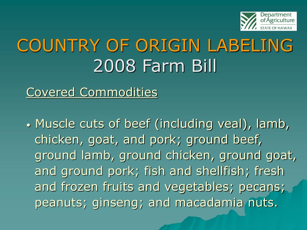 PPT - COUNTRY OF ORIGIN LABELING (COOL) CTAHR Agricultural Education ...