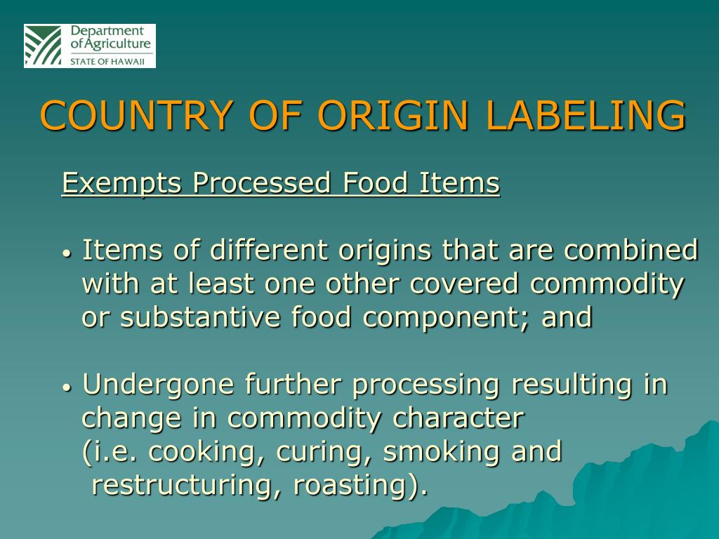 PPT - COUNTRY OF ORIGIN LABELING (COOL) CTAHR Agricultural Education ...