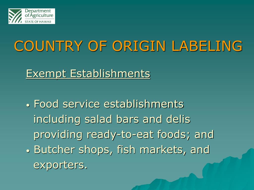 PPT - COUNTRY OF ORIGIN LABELING (COOL) CTAHR Agricultural Education ...