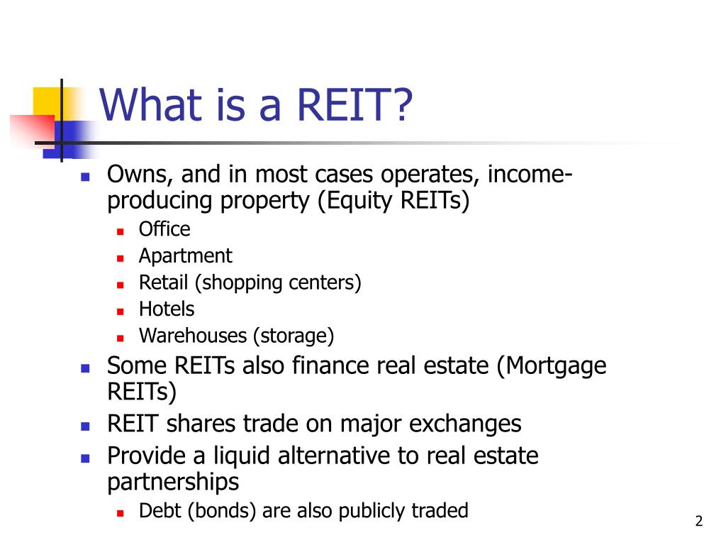 PPT - REITs – Real Estate Investment Trusts PowerPoint Presentation ...