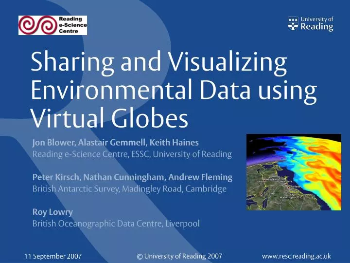 PPT - Sharing and Visualizing Environmental Data using Virtual Globes ...