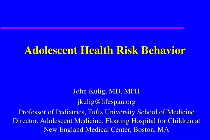 PPT - Adolescent Health Risk Behavior PowerPoint Presentation, free ...