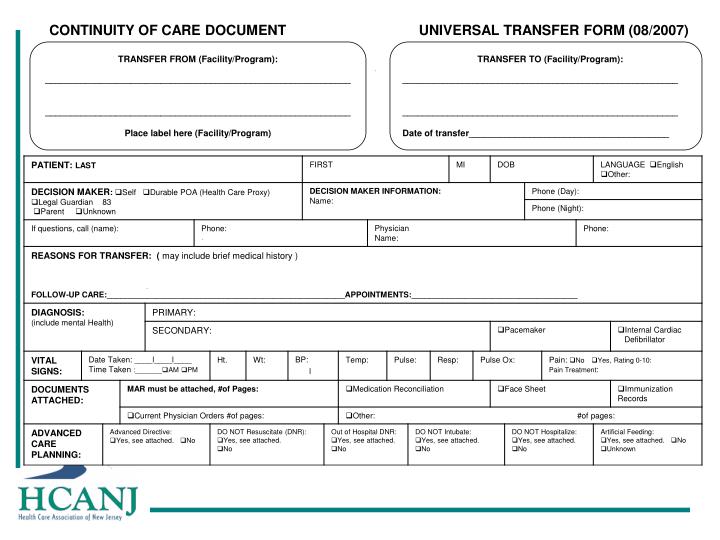 PPT - Mandatory State-wide Universal Transfer Form: The New Jersey ...