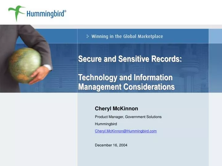 PPT - Secure and Sensitive Records: Technology and Information ...