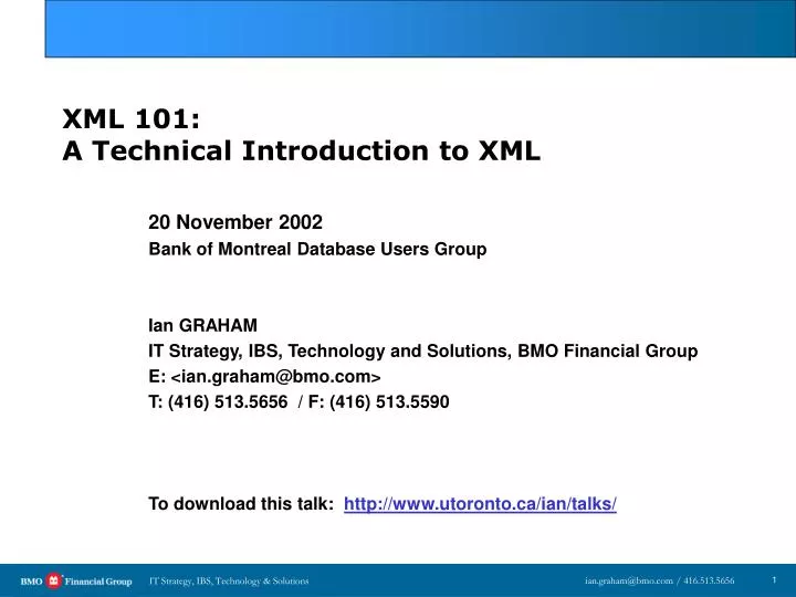 PPT - XML 101: A Technical Introduction to XML PowerPoint Presentation ...