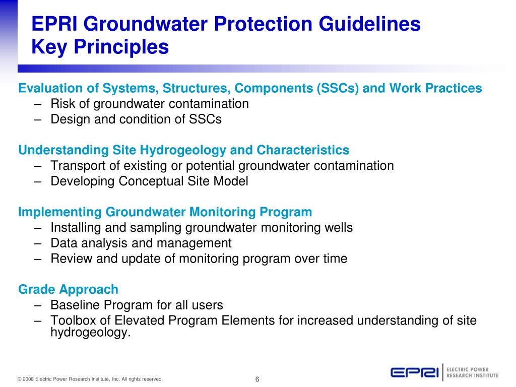 PPT - The EPRI Groundwater Protection Program – Technology R&D for ...