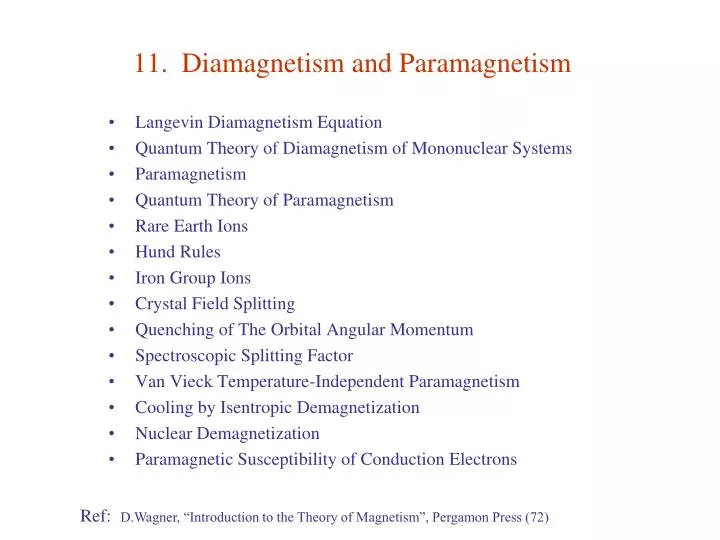 PPT - 11. Diamagnetism and Paramagnetism PowerPoint Presentation - ID ...