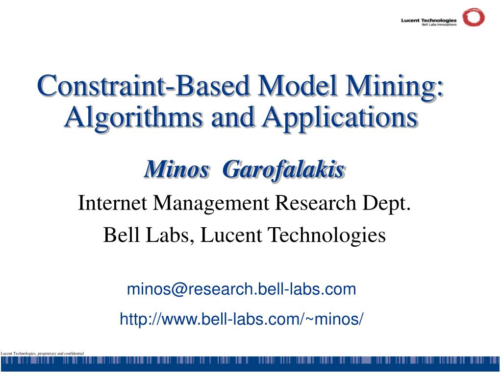 Ppt Constraint Based Model Mining Algorithms And Applications Powerpoint Presentation Id361812