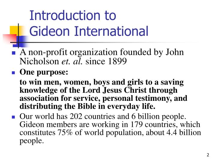 PPT - Witnessing Gideon’s Ministry: to see lives changed PowerPoint ...