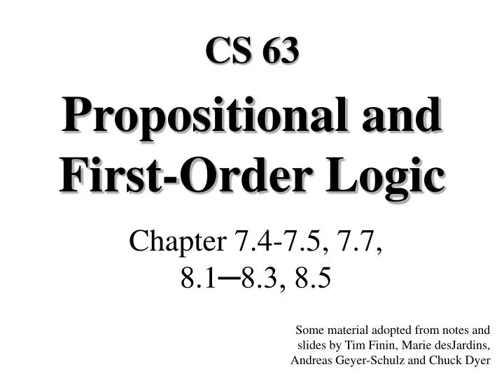 PPT - Propositional and First-Order Logic PowerPoint Presentation, free ...