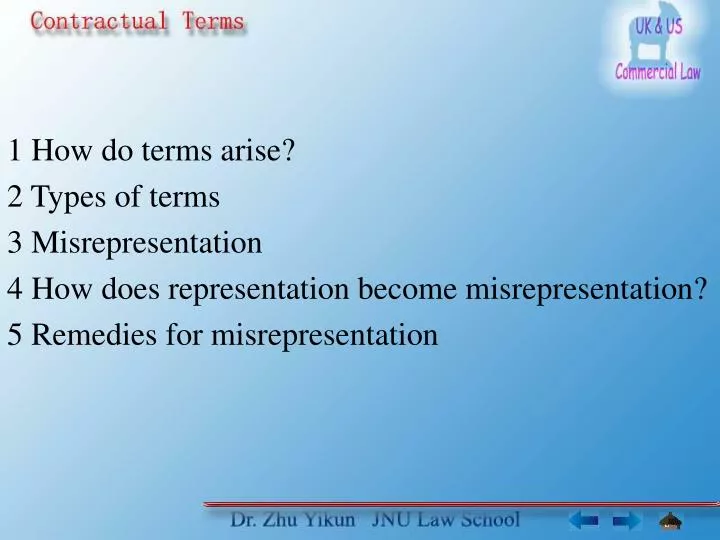 PPT - 1 How do terms arise? 2 Types of terms 3 Misrepresentation 4 How ...