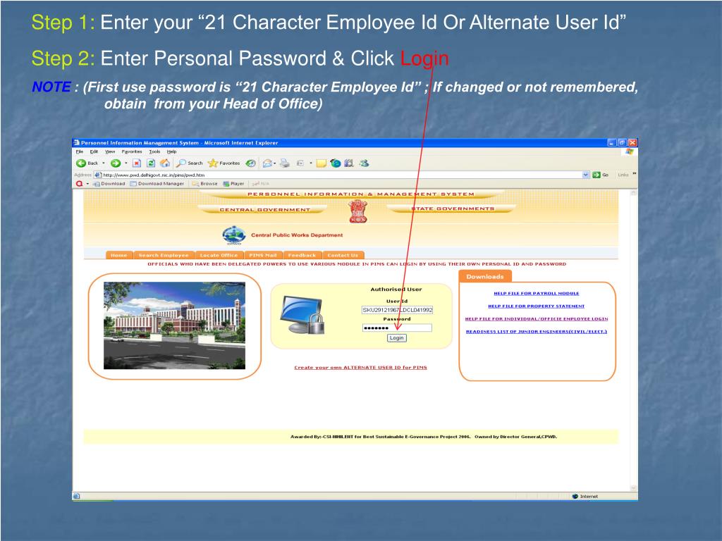 PPT - Help file For Individual/Office Employee PIMS Login PowerPoint ...