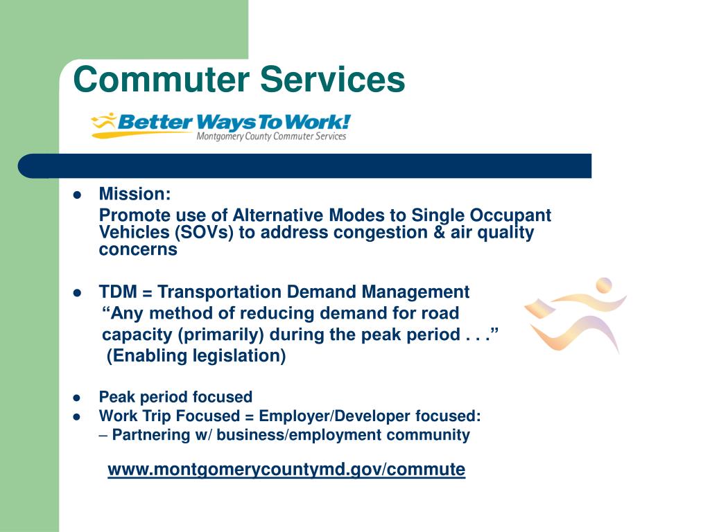 PPT - Overview of Transportation Demand Management Montgomery County ...