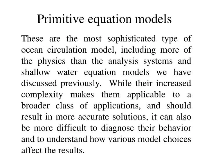 PPT - Primitive equation models PowerPoint Presentation, free download ...