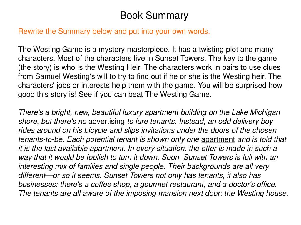 PPT - The Westing Game Book Report PowerPoint Presentation, free ... PPT - The Westing Game Book Report PowerPoint Presentation, free ...