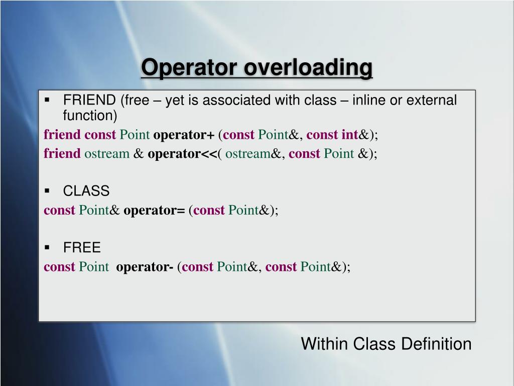 PPT - C++ Operator Overloading PowerPoint Presentation, free download ... PPT - C++ Operator Overloading PowerPoint Presentation, free download ...