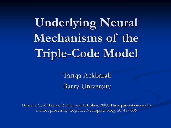 PPT - Underlying Neural Mechanisms of the Triple-Code Model PowerPoint ...