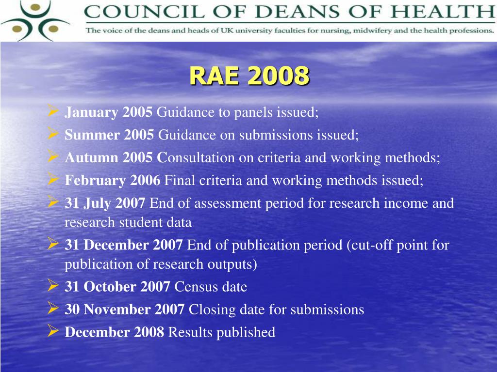 PPT - RAE & REF PowerPoint Presentation, free download - ID:374680