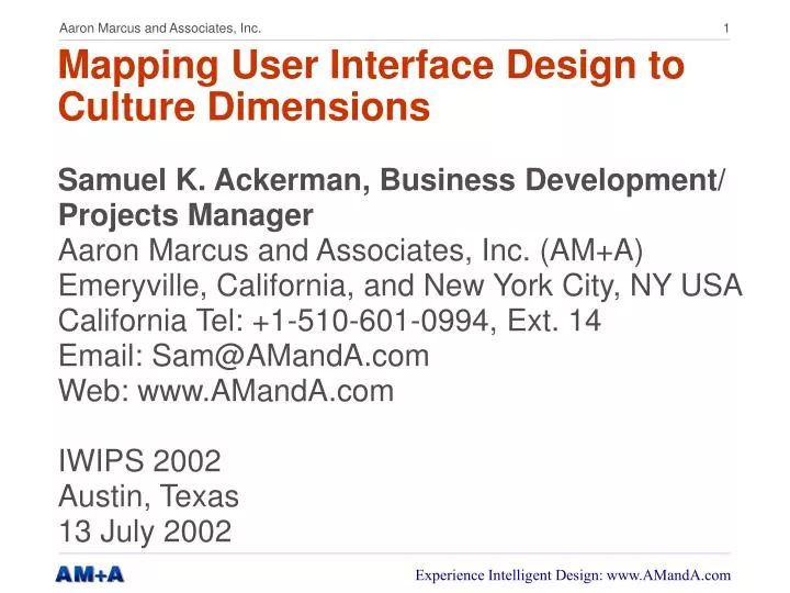 PPT - Mapping User Interface Design to Culture Dimensions PowerPoint Presentation - ID:37719