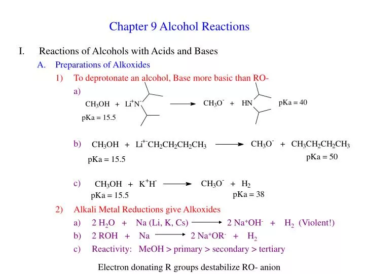 PPT - Chapter 9 Alcohol Reactions PowerPoint Presentation, free ...