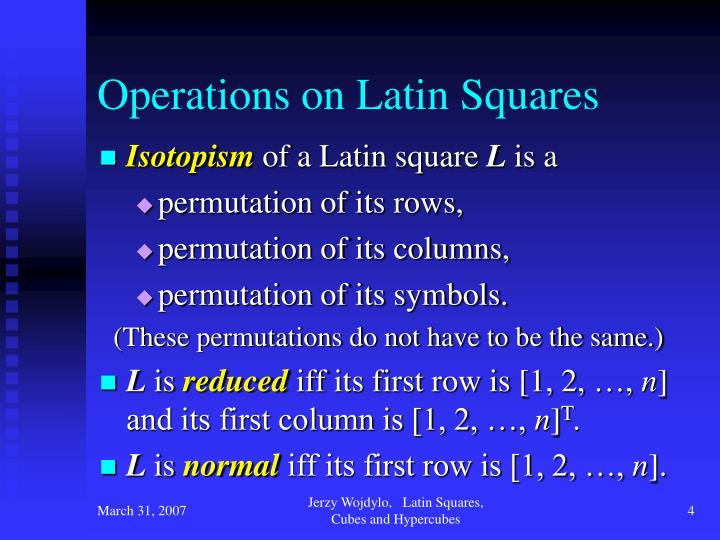PPT - Latin Squares, Cubes and Hypercubes PowerPoint Presentation - ID ...
