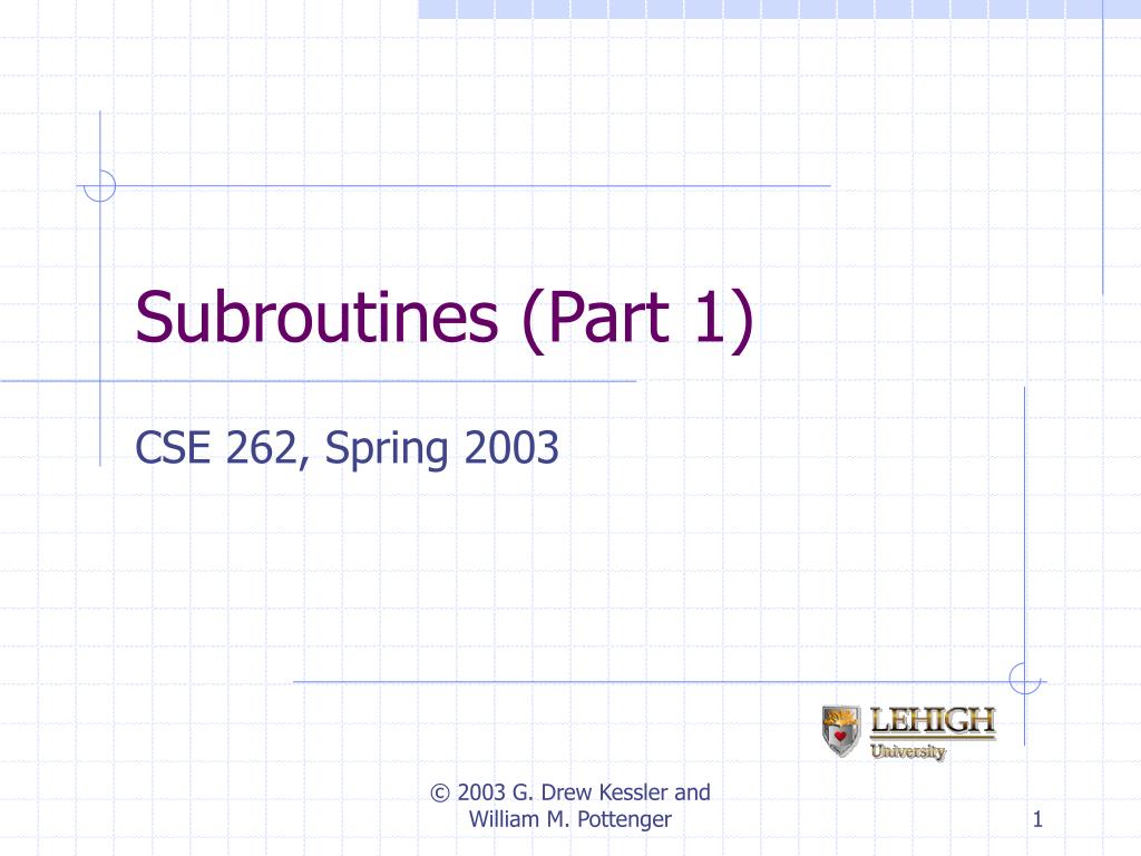 Ppt Subroutines Part 1 Powerpoint Presentation Free Download Id