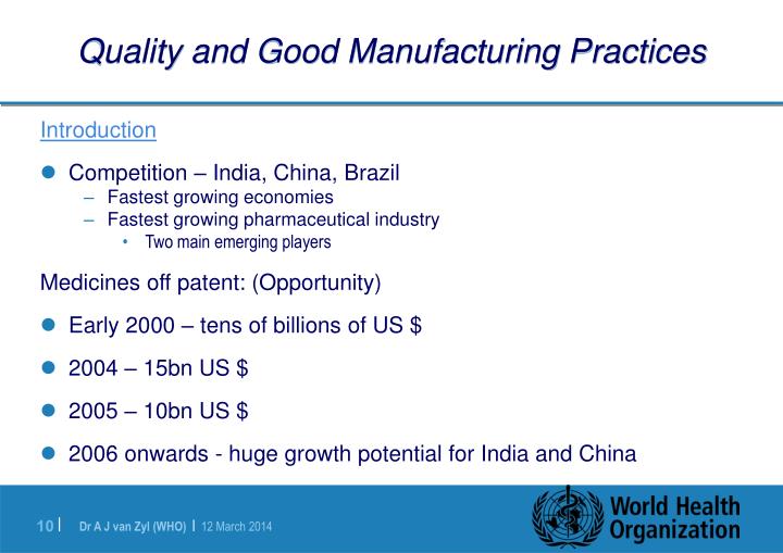 PPT - Quality and Good Manufacturing Practices PowerPoint Presentation ...